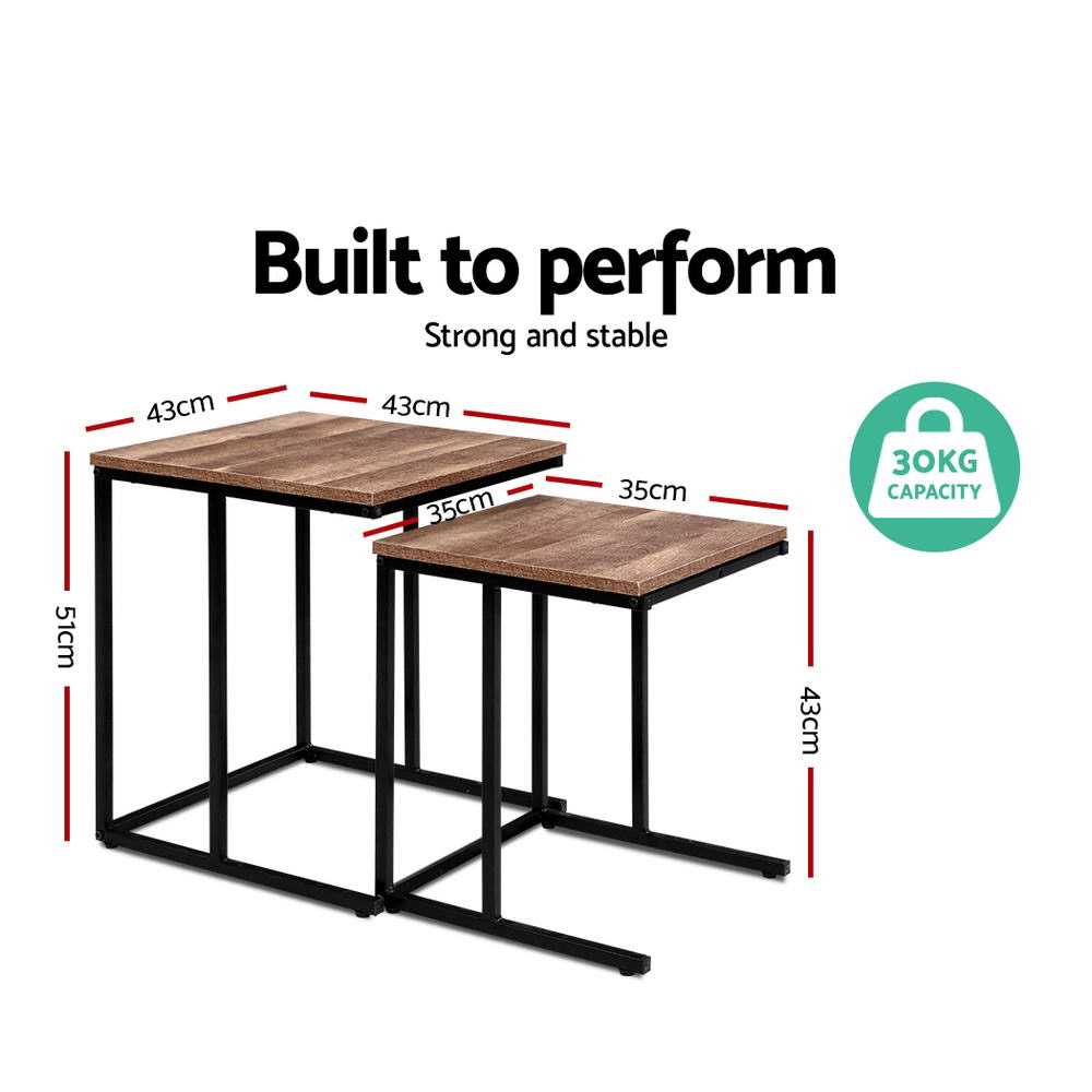 Sofa End Table Wooden Metal Frame Nested Mecora AU