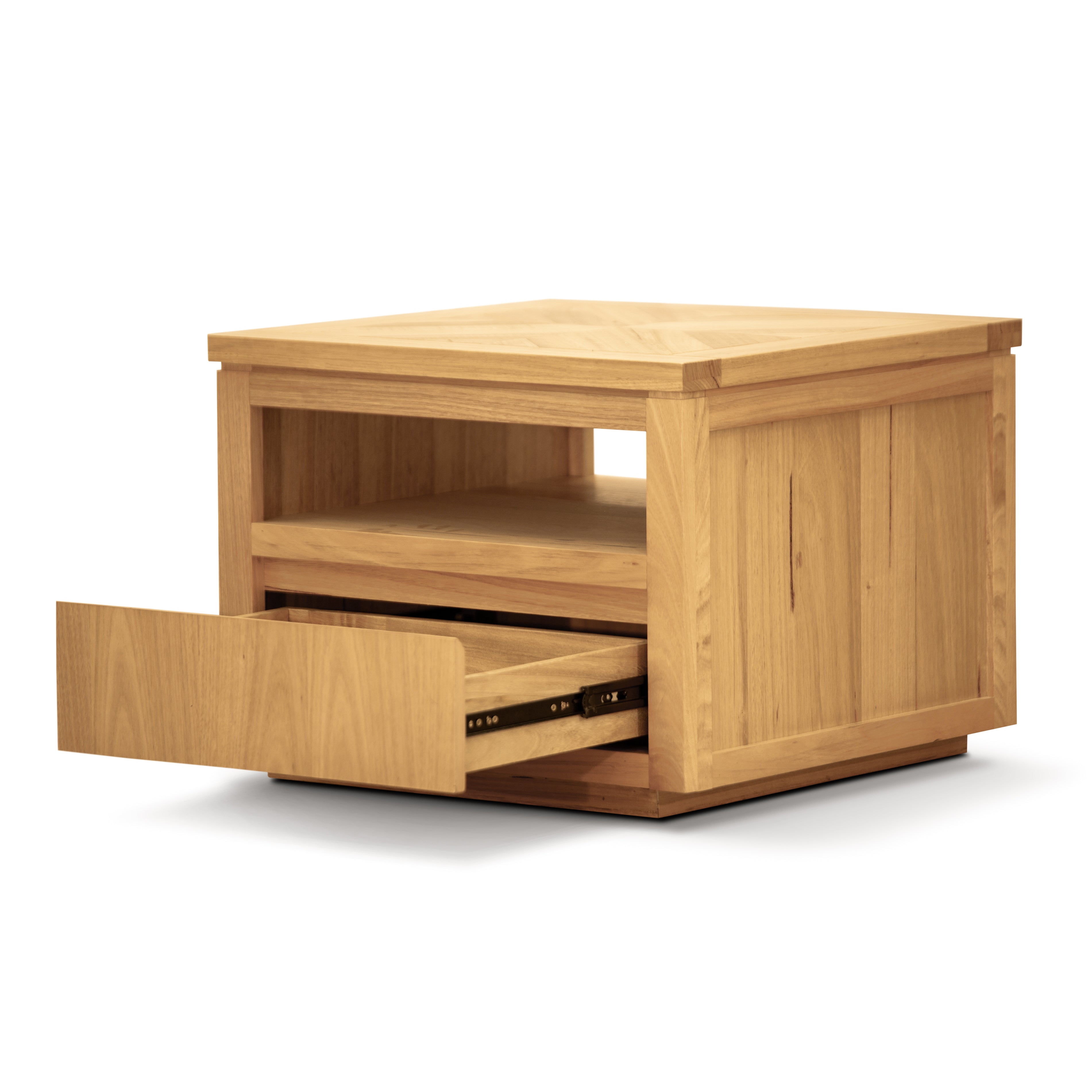 Rosemallow Lamp Side Table 65cm Parquet Top Solid Messmate Timber Wood ...